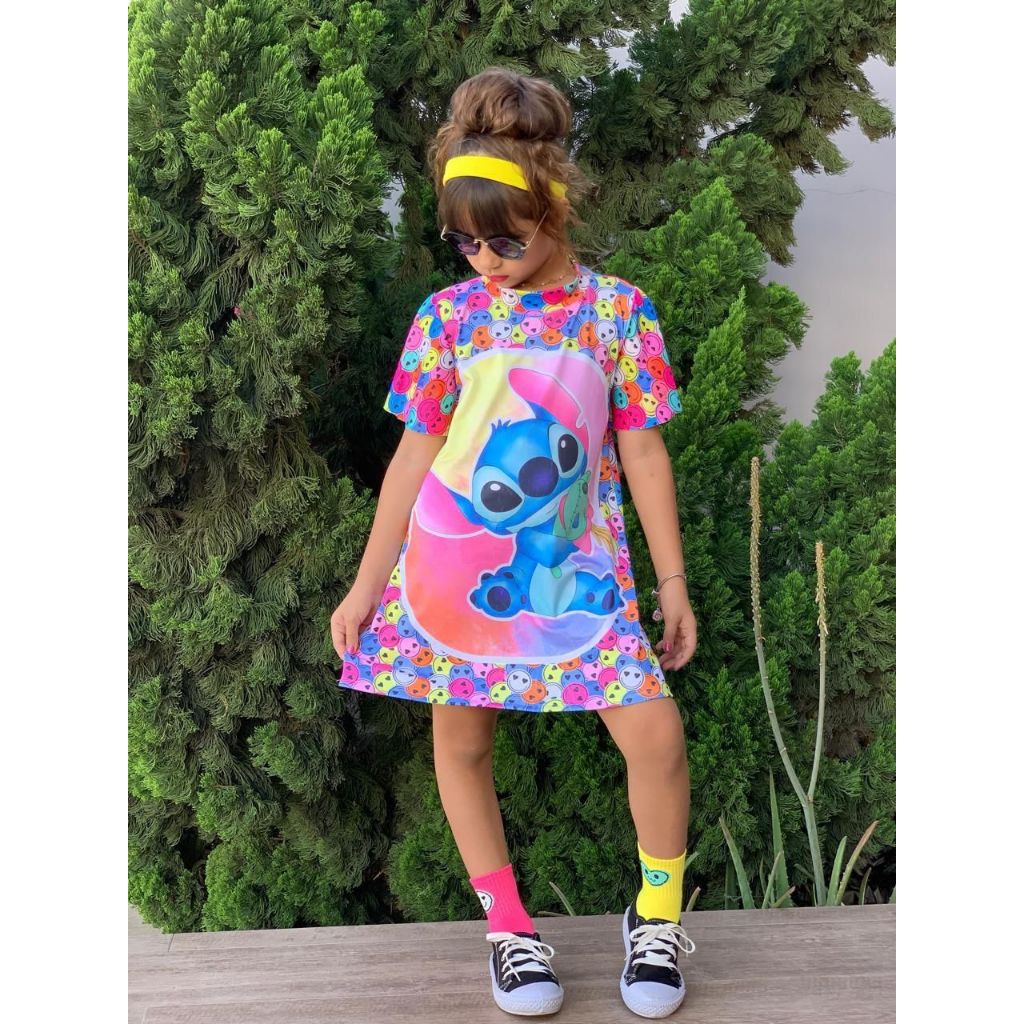 Vestido Stitch Menina Verão Infantil | Shopee Brasil