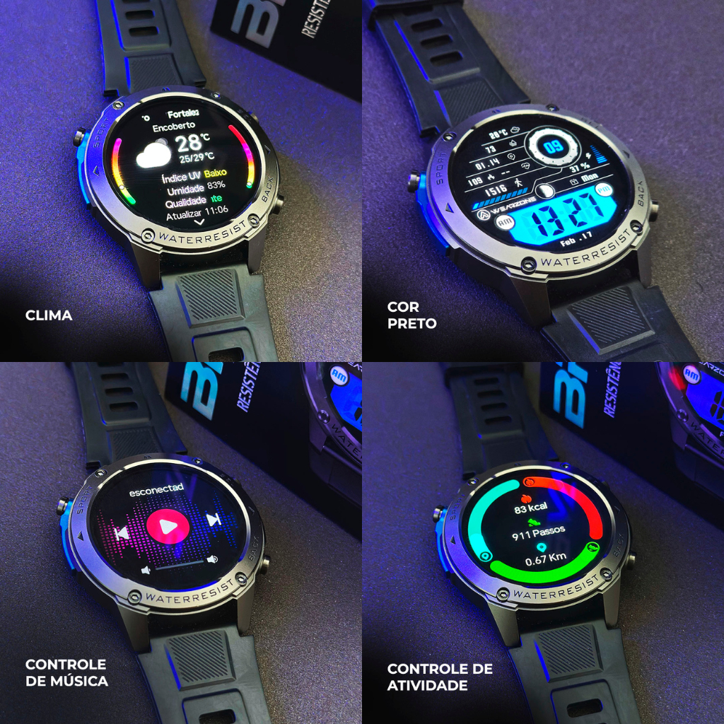 Smartwatch BRAVE – GPS Integrado | Resistente a Água do Mar ...