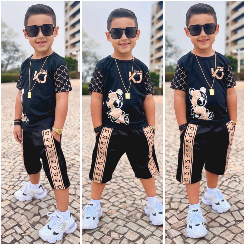 Roupa Infantil Masculino Camisa + Bermuda Verão 2 ao 12 Anos | Shopee ...