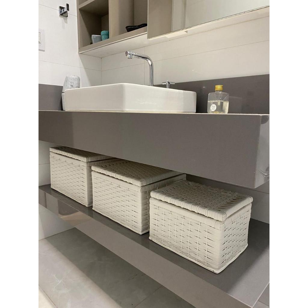 Kit com 3 Baús Organizadores Multiuso Banheiro Guarda Roupa Remédios ...