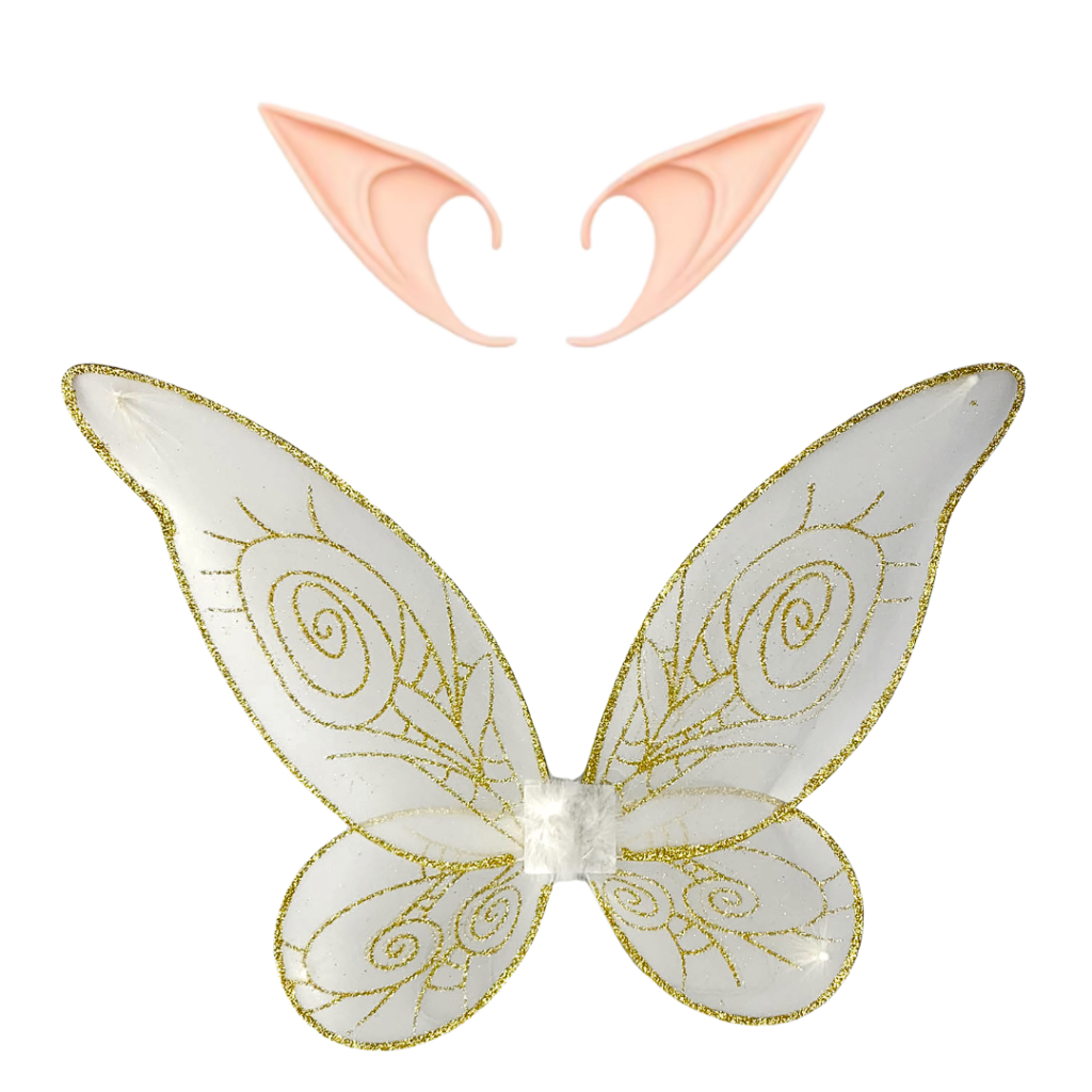 Fantasia Fada Sininho Tinker Bell Elfo Asa Dourada Com Glitter e Orelha ...