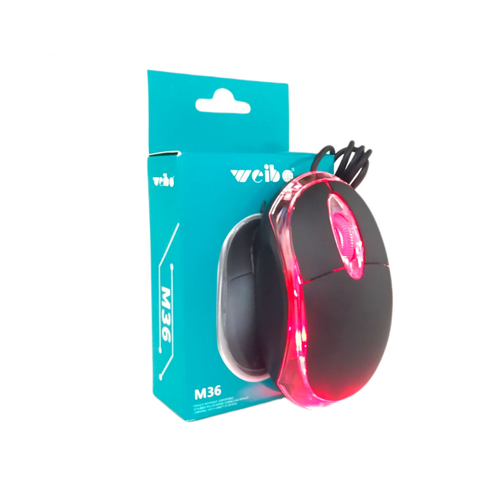 Mouse Óptico Com Fio Usb 3.0 1600dpi Weibo M36Mouse Óptico Com Fio Usb ...