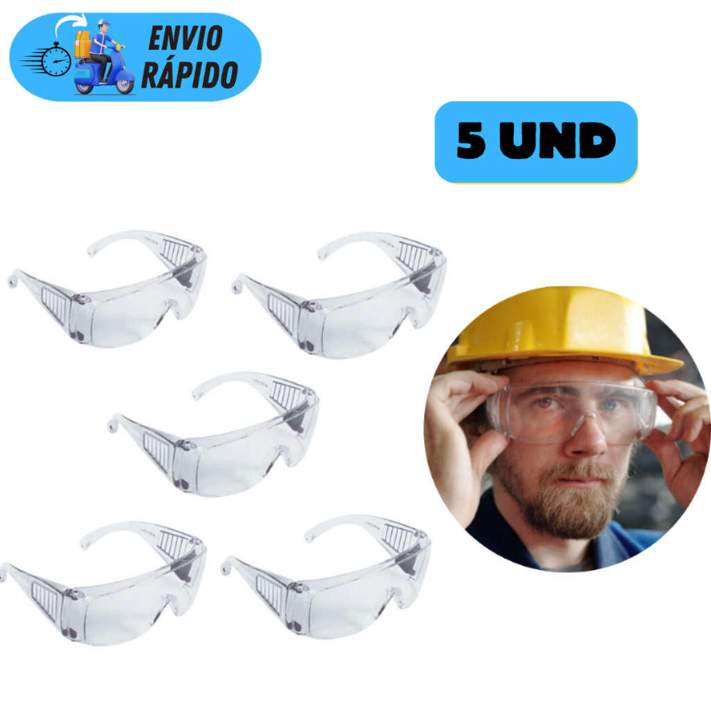 KIT 5 UNIDADES ÓCULOS DE SEGURANÇA SOBREPOR PRO VISION INCOLOR PROTEÇAO ...