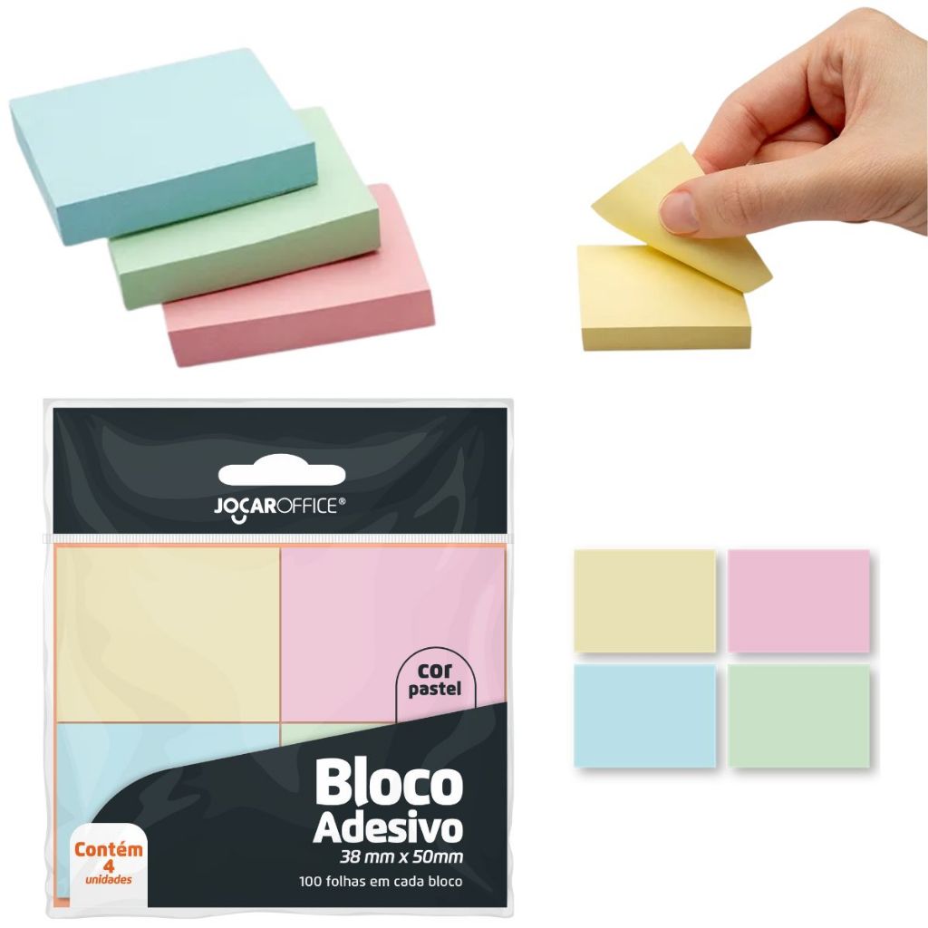 Bloco postite adesivo c 100 folhas colorido pastel 38MMX50MM | Shopee ...