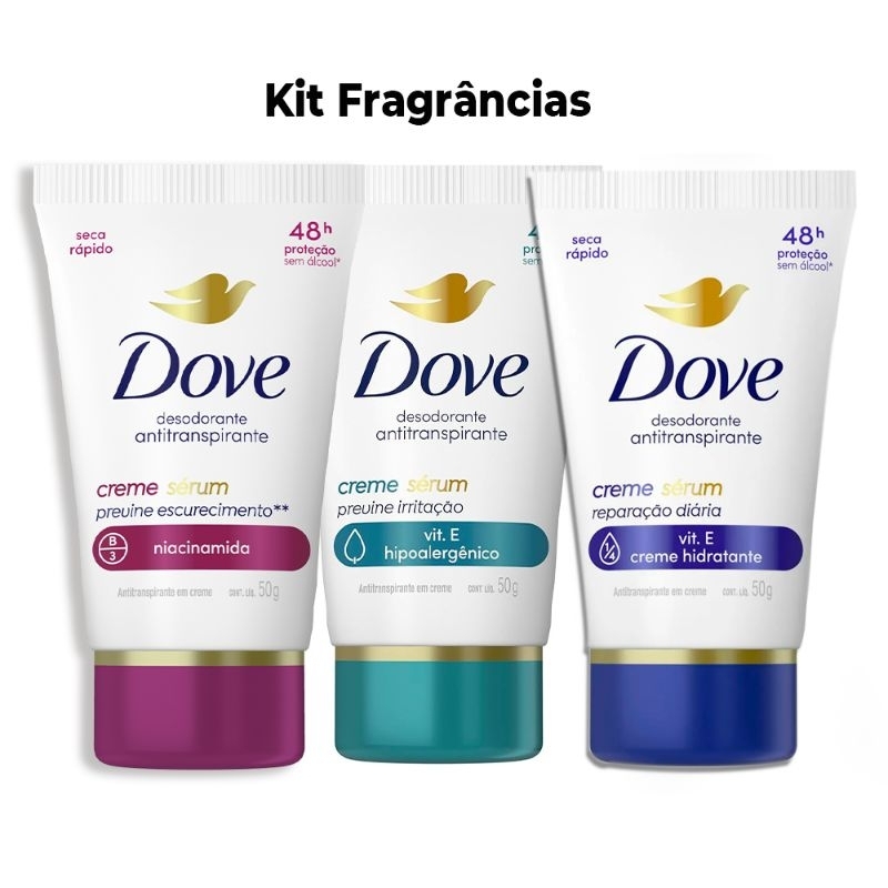 Desodorante Antitranspirante Dove Creme Sérum 50g Kit com 3 unidada ...
