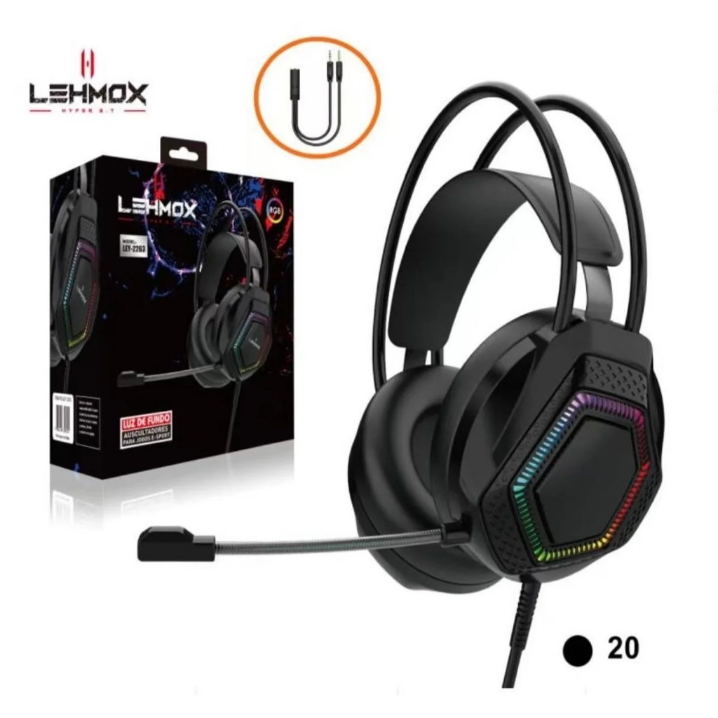 Headset Gamer LED Lehmox Hyper GT Com Microfone P3/USB LEY-2263 ...