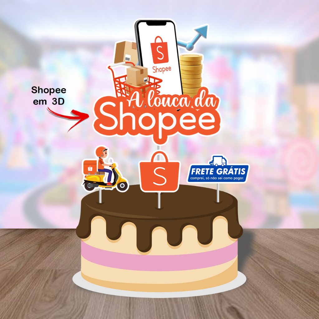 Topo de bolo Shopee personalizado | Shopee Brasil