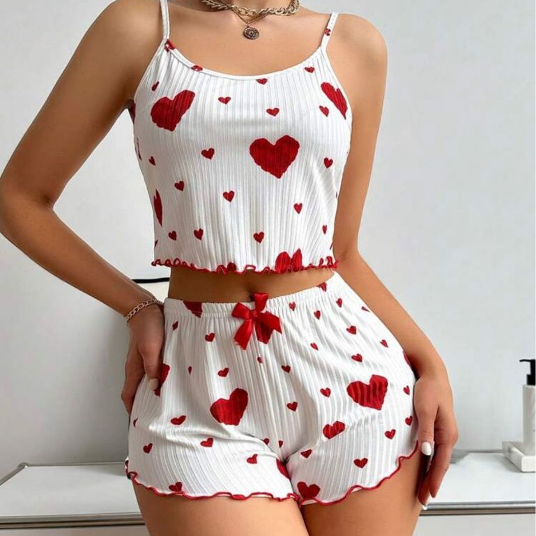 Conjuntinho Baby Dool Feminino Verão Sexy de Coração, Baby Doll ...