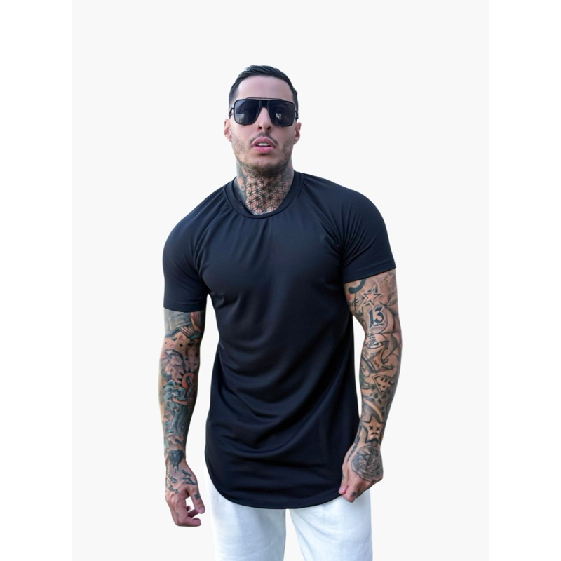 Camiseta Longline Slim Dri fit academia/treino/corrida confortável ...