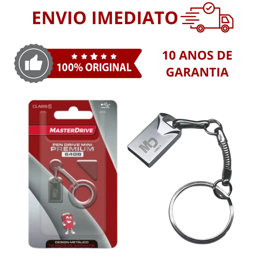 Mini Pen Drive de Metal 64GB COM 10 ANOS DE GARANTIA MASTERDRIVE | Shopee Brasil
