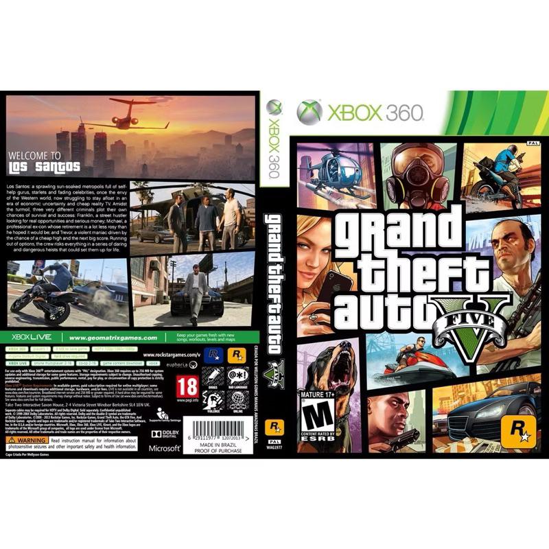 Grand Theft Auto V-Gta 5 Xbox 360 Desbloqueado/Destravado - 2 Discos Mídia Física PTBR LT 3.0 ...