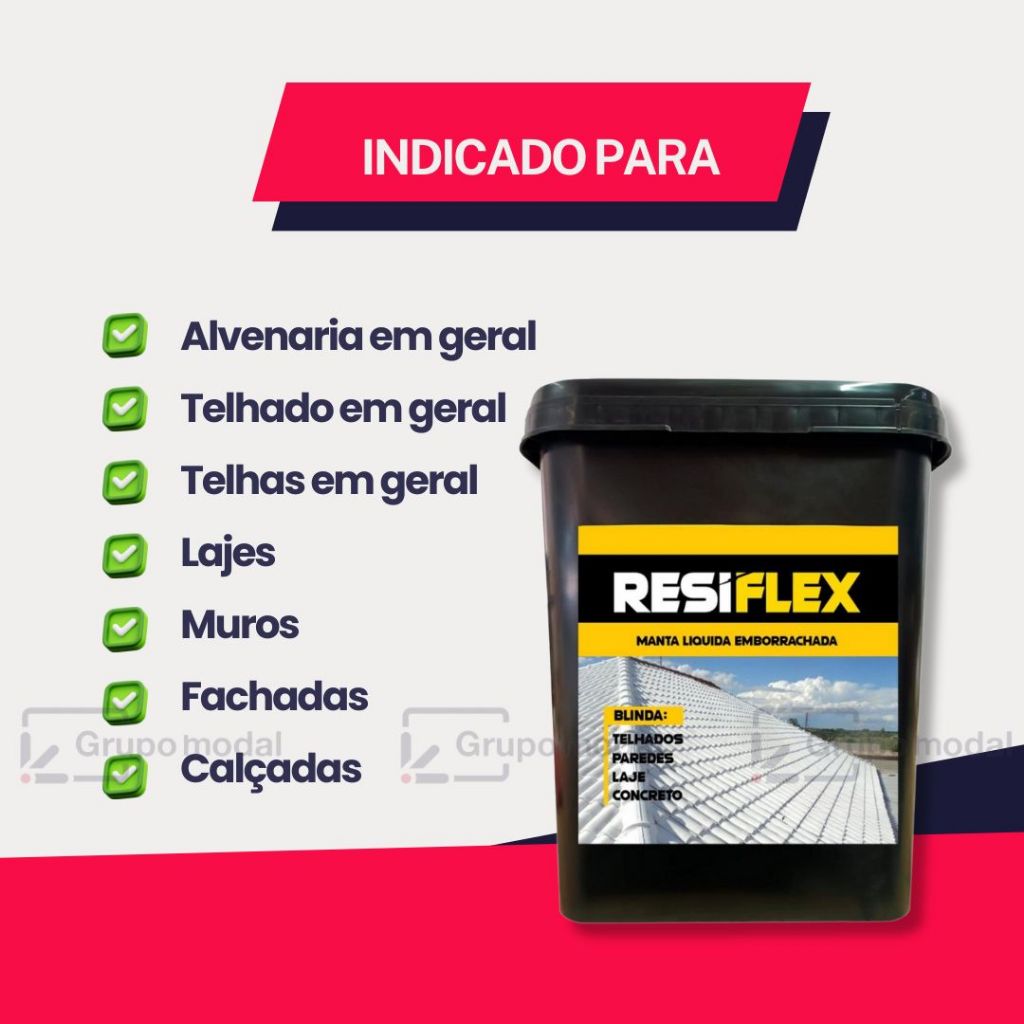 Tinta Emborrachado RESIFLEX 12Kg Protege e Corrige Microfissuras ...