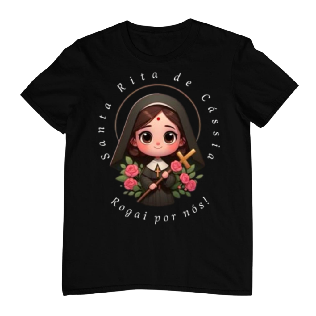 Camiseta Algodão Rreligiosa Santa Rita de Cássia MAnga Curta OFerta ...