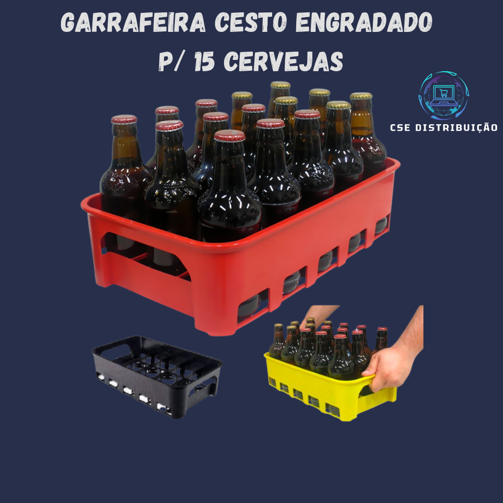 Garrafeira Engradado CAIXA Cesto P 15 Garrafas De Cerveja 300ml Porta ...