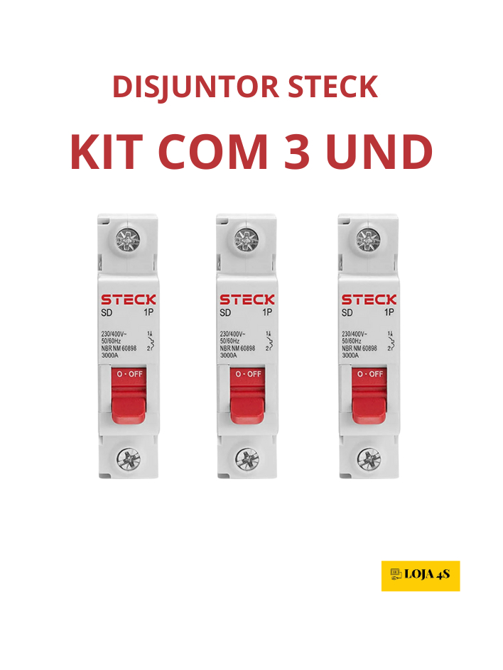 KIT COM 3 DISJUNTOR MONOPLAR MOFÁSICO 32A 1X32A STECK | Shopee Brasil