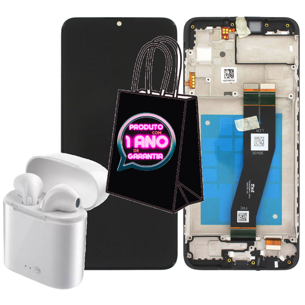 Tela Frontal + Com Aro Compatível Galaxy A03 A035m Display 0rign Nacional + Fone Bluetooth ...