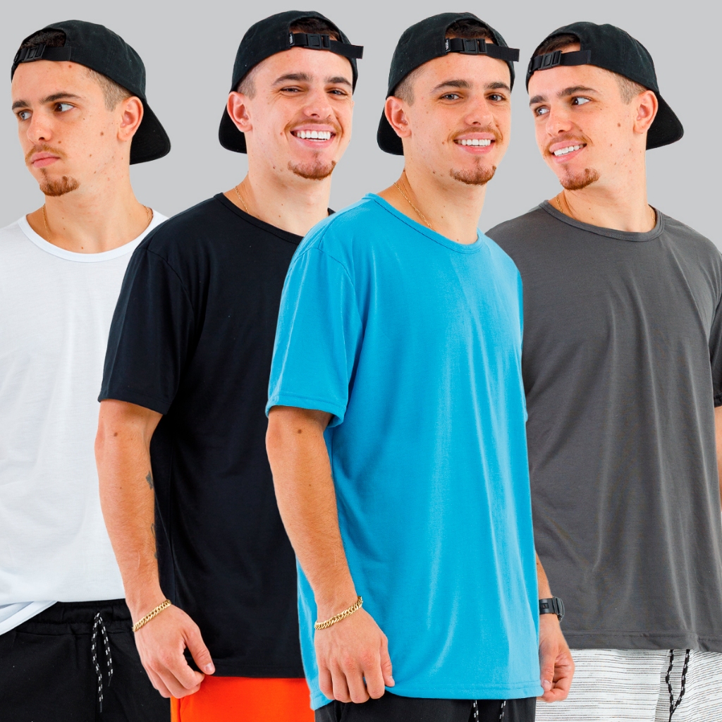 Kit 4 Camiseta Básica Lisa DryPoli Malha Premium Cores Variadas ...