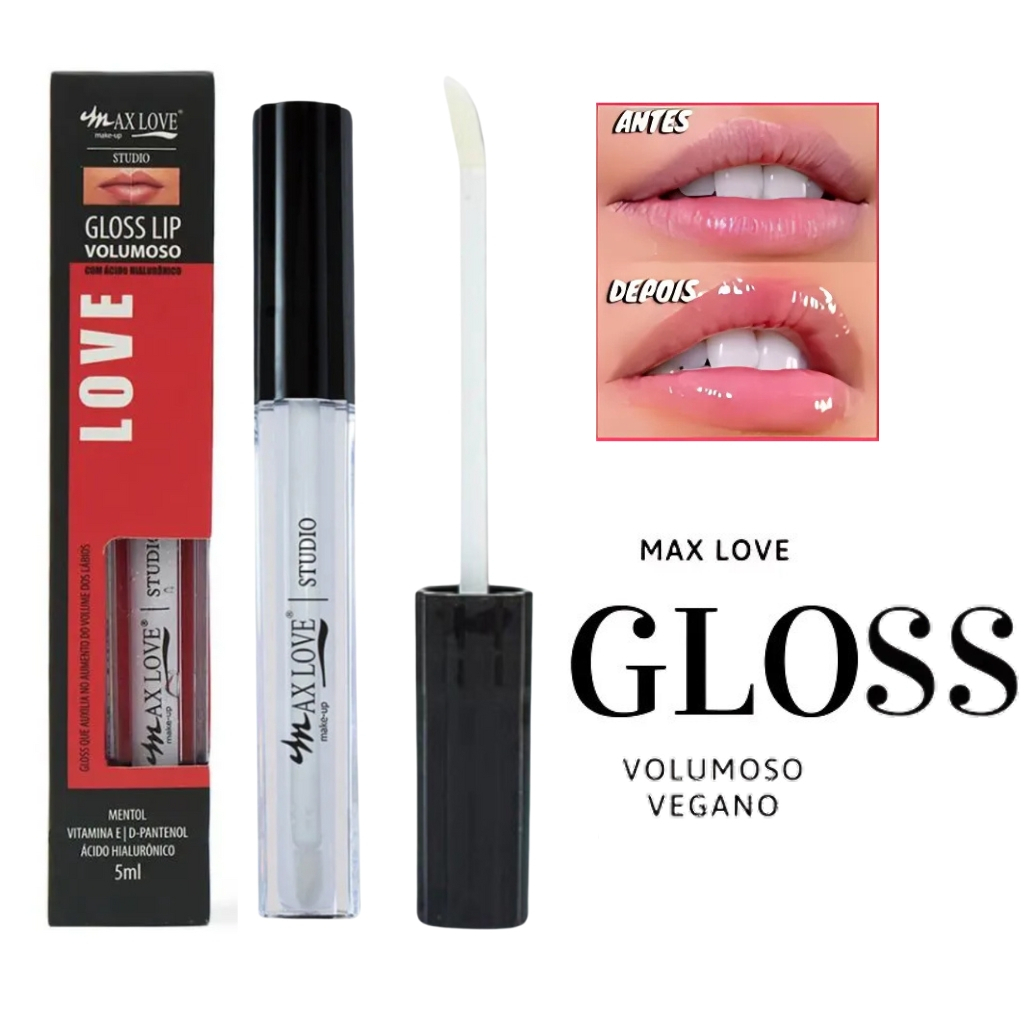 max love gloss lip volumoso 15 com glitter 5ml | Shopee Brasil