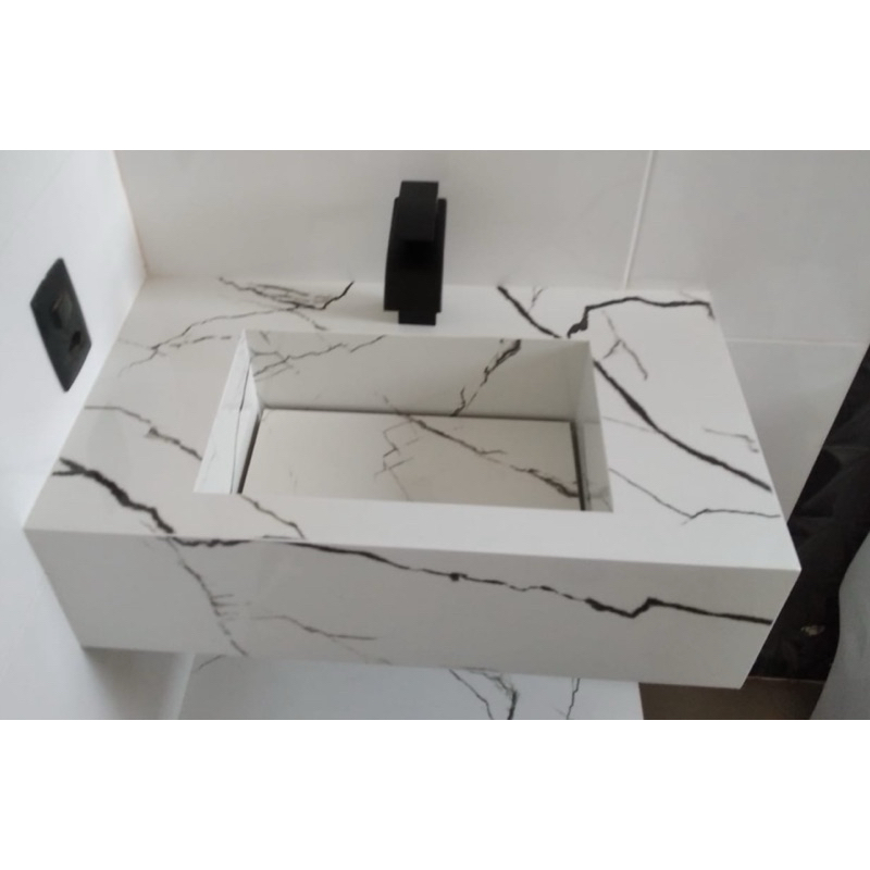 Cuba Suspensa de Porcelanato Calacata Black 60x40cm | Banheiro Moderno ...