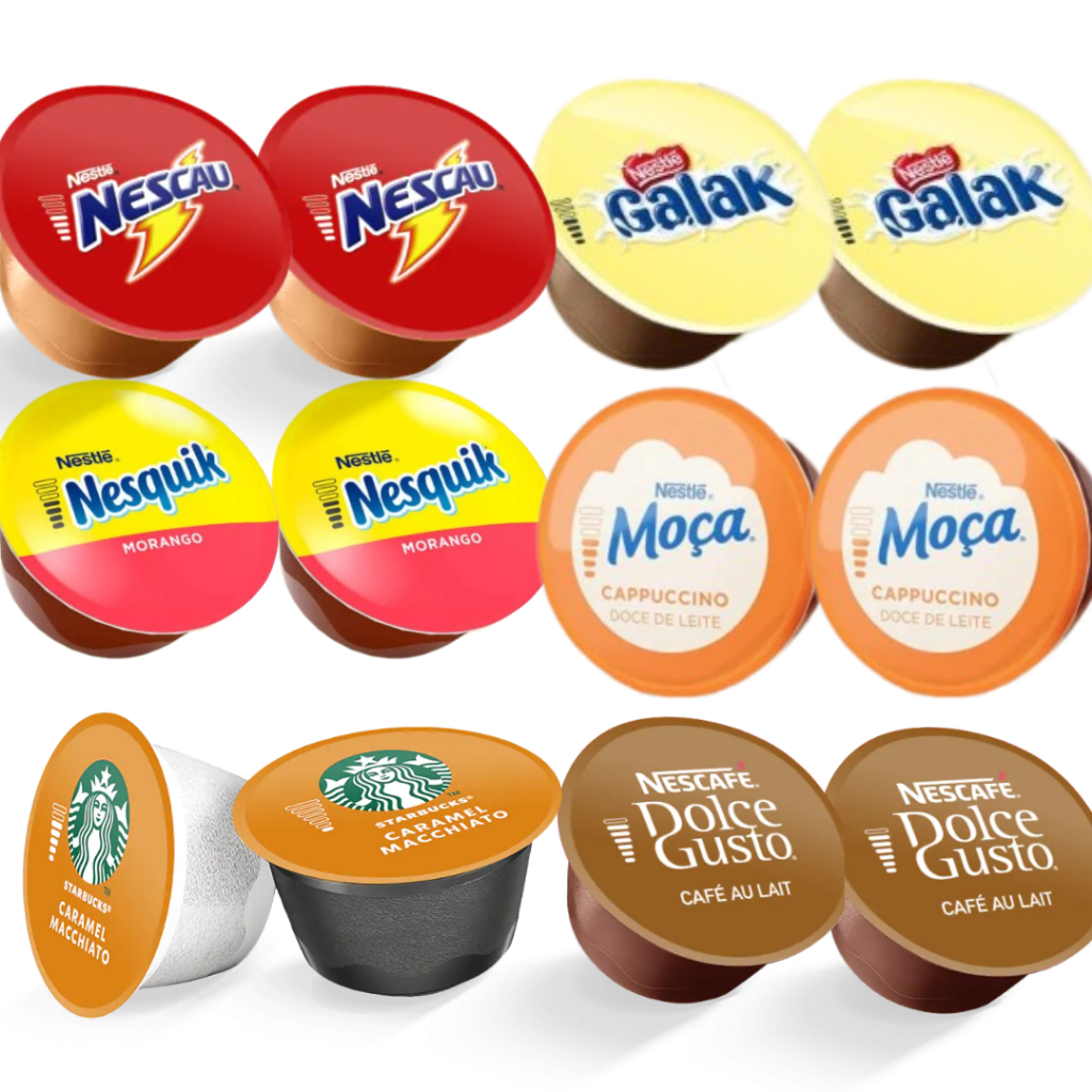 Kit cápsulas Dolce Gusto Starbucks, Galak, Café com Leite, Nesquik ...