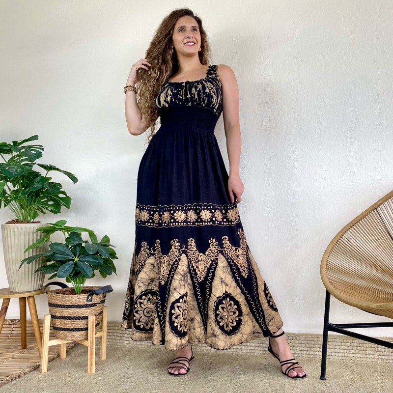 Vestido Indiano Longo Batik Bordado Moda Indiana Feminina Evangelica ...