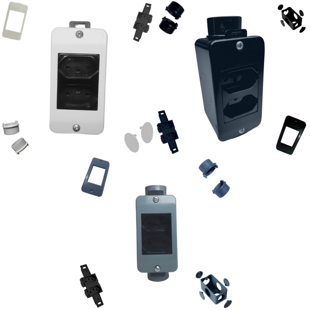 Kit Tomada Dupla Preta FLEX 10/20a Conjunto Condulete + Adaptadores SELECIONAR DIÂMETRO | Shopee ...