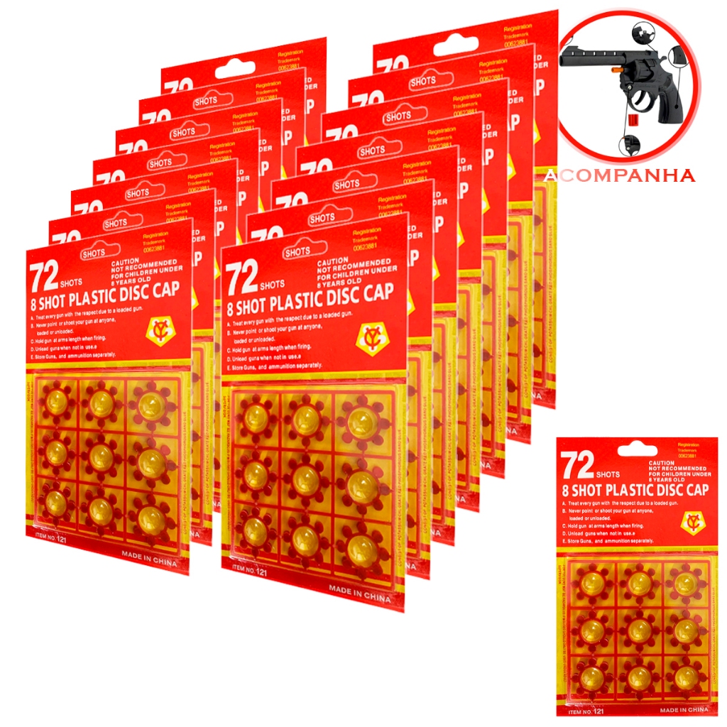 kit 5 Cartelas de Espoleta e Brinquedo Rambo 72 Shot Cada | Shopee Brasil