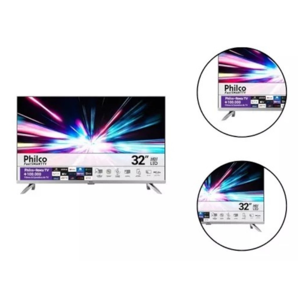 Smart TV 32 Polegadas Philco PTV32G7PR2CGB Cinza LED RokuTv HD Bivolt ...
