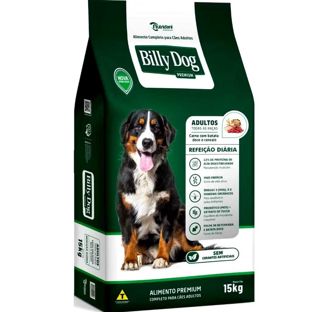 RAÇÃO BILLY DOG ADULTO REFEIÇÃO DIARIA CARNE 10,1KG 15KG 20KG + BRINDE ...