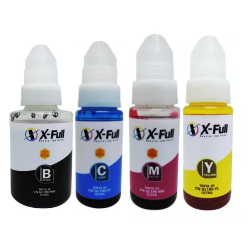 Kit 4x Cores Tintas Gl-190 Compativel Canon G3110 G3111 G4111 Gl-190 ...