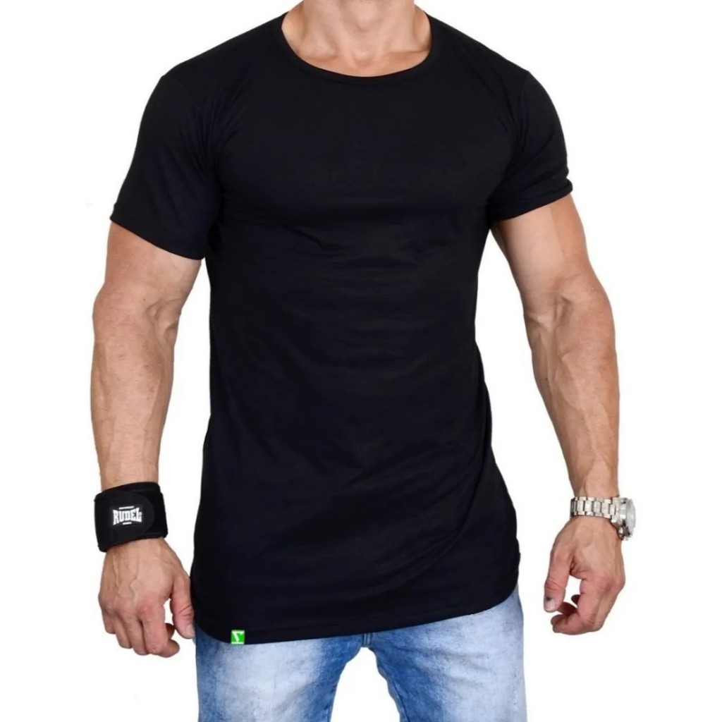 Camisa Masculina Lisa Basica Viines Camiseta Masculina Long Line Slim ...