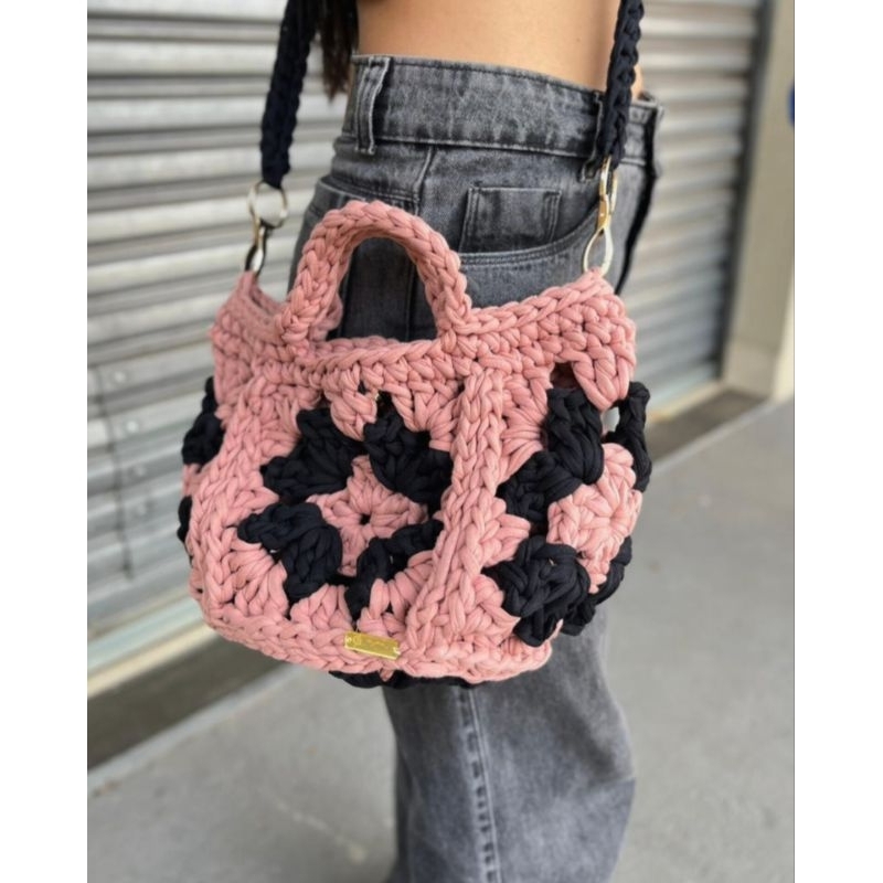 Bolsa Quadrado Crochê Feminina Prática | Shopee Brasil
