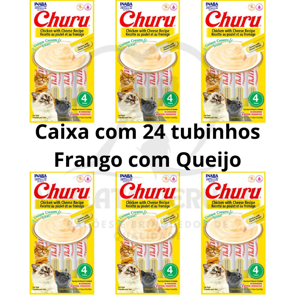 Petisco Super Premium Pasta Churu Sabor Frango com Queijo - Caixa 24 ...