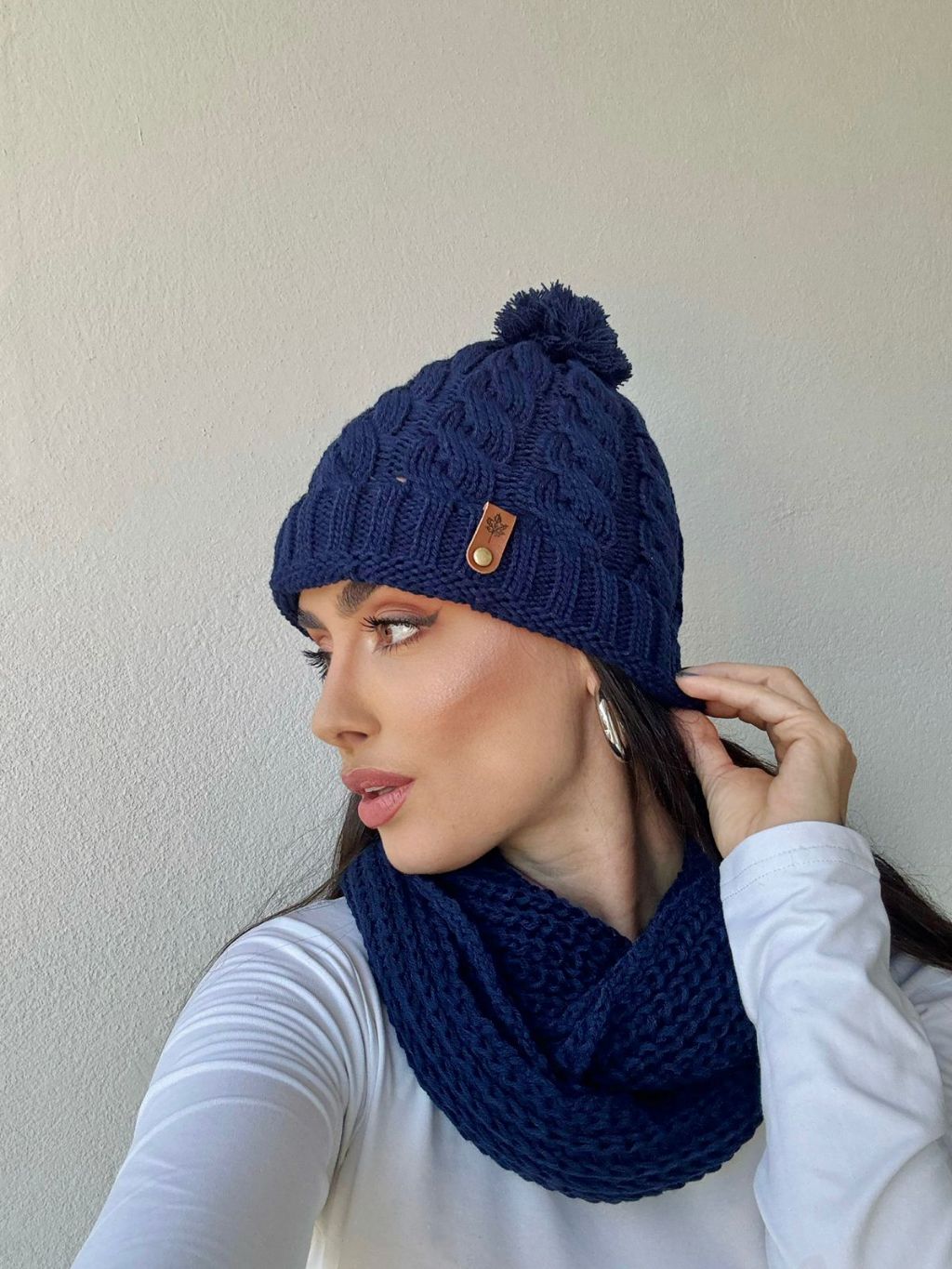 Touca + Cachecol Gola Tricot Inverno Pompom | Macio, Quentinho e na ...