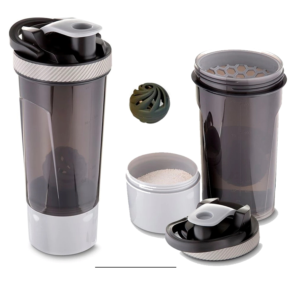 Coqueteleira Shaker Garrafa Academia 720ml Compartimento Divisória Shakeira | Shopee Brasil