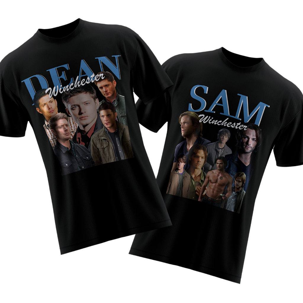 Camisetas Supernatural Kit Dean Sam Winchester Serie Filme TV Camisa ...