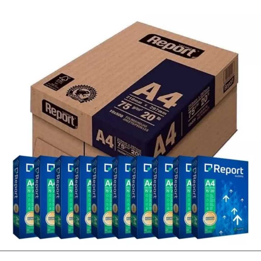 Papel Sulfite A4 Suzano Report Premium Com 10/05 Resmas 500 Total 5000/2500 Folhas, Qualidade ...
