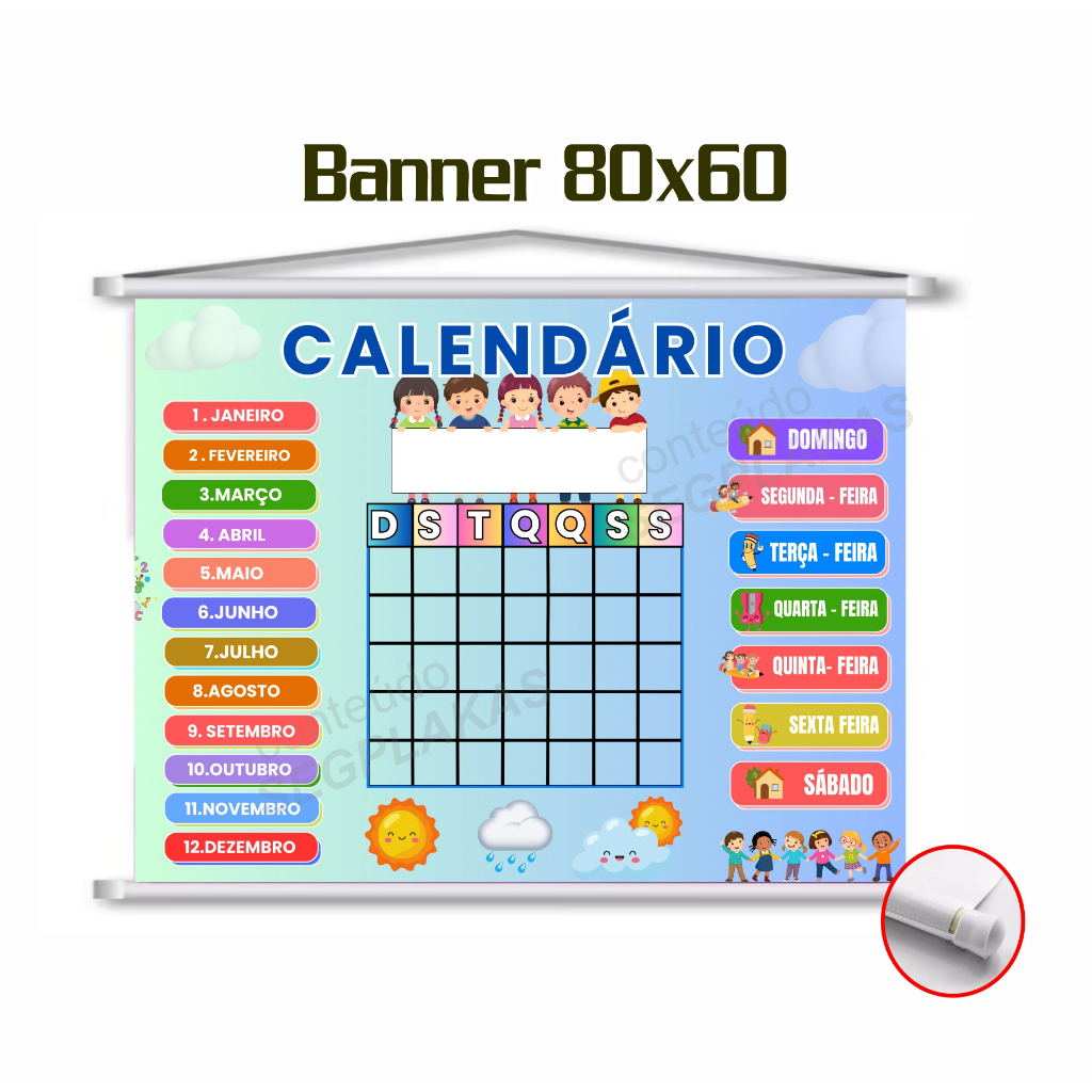 Banner Didático Escolar Calendário Completo 2 - tam. 80x60cm | Shopee ...