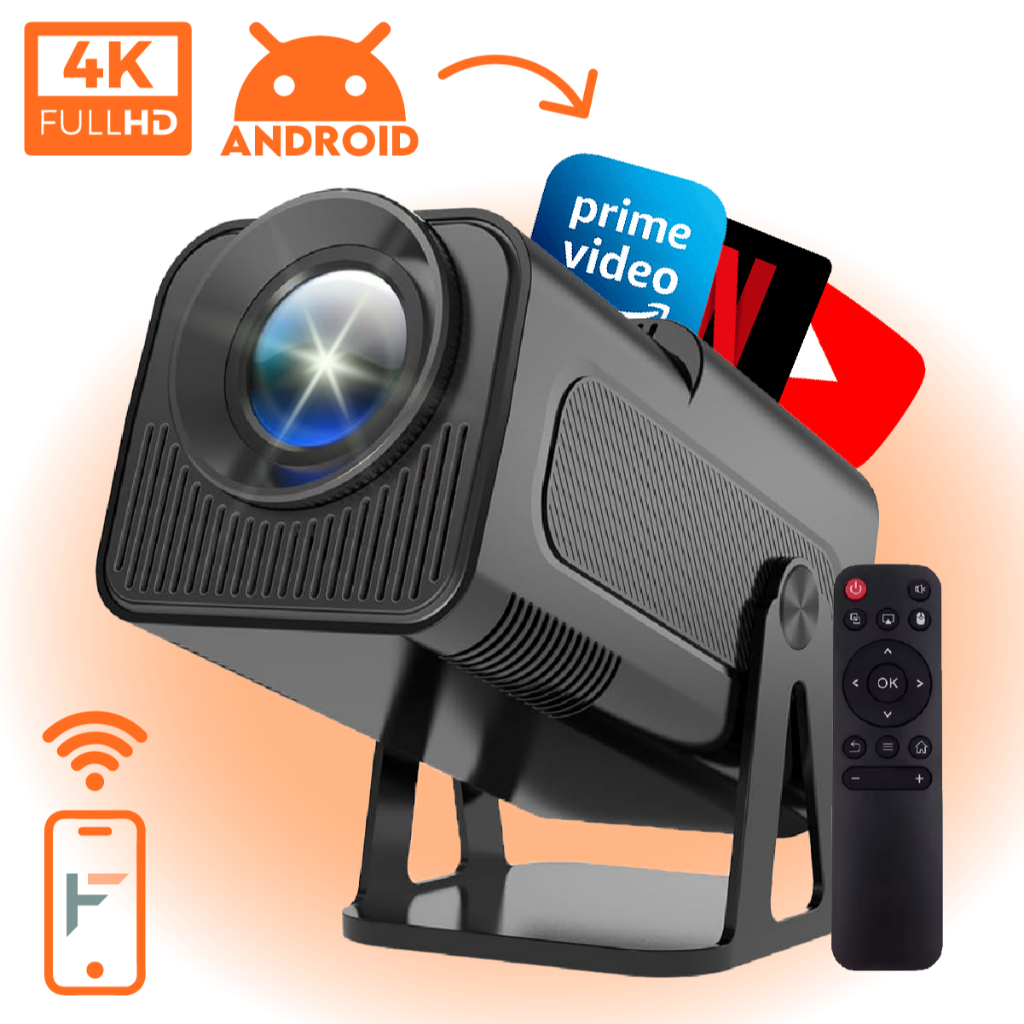 Projetor Portátil Smart Hy320 Android 4k Full HD Bluetooth Wifi 390 Ansi Lumens Mini Espelha ...