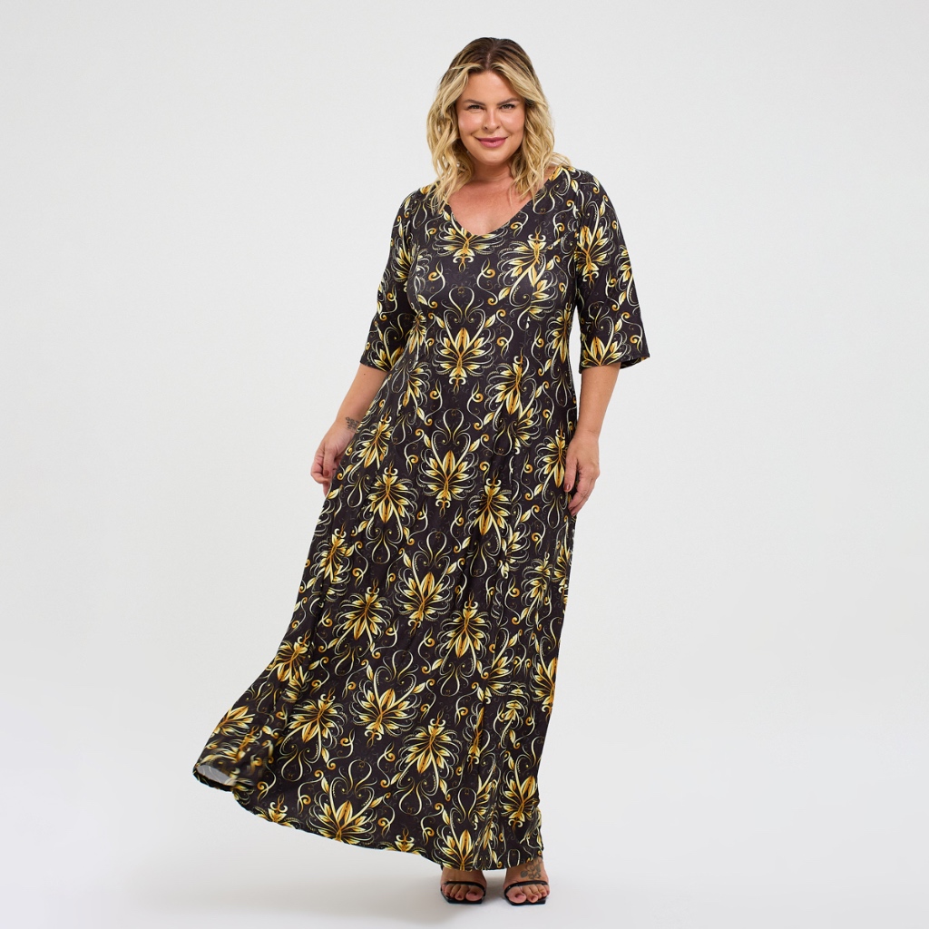 VESTIDO LONGO PLUS SIZE EVANGÉLICO SEROY 690 | Shopee Brasil