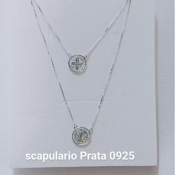 Scapulario sao Bento em Prata 0925 original | Shopee Brasil