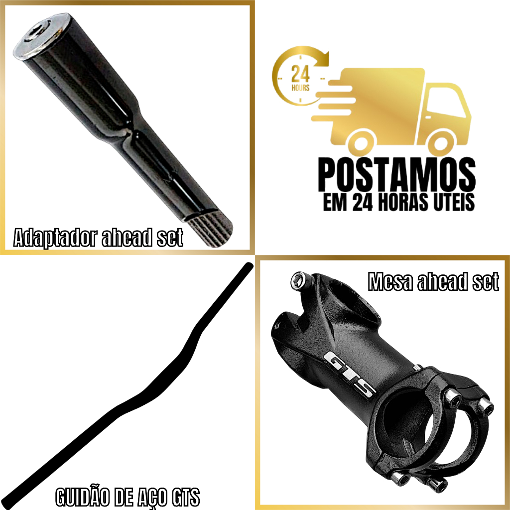 Guidão + Mesa Gts 31.8mm Kit de Bike Adaptador de 21.1mm guidom ...