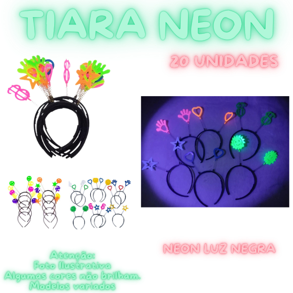 Kit 20 Unidades Tiara Neon para Festa Balada, Casamento, Aniversário ...