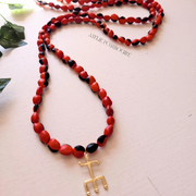 Guia Colar Umbanda Candomblé 1 fio em Olho de Cabra tridente de exu com ...