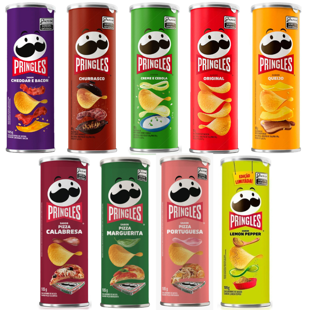 Kit com 18 Batata Pringles - Sabores Original/ Churrasco/ Creme e ...