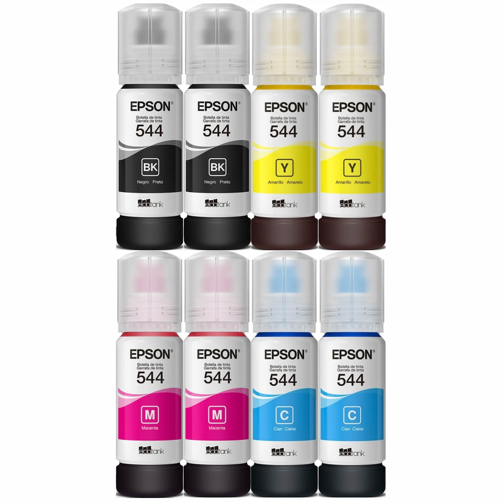 Kit com 8 tintas 544 T544 para impressora Ecotank | Shopee Brasil
