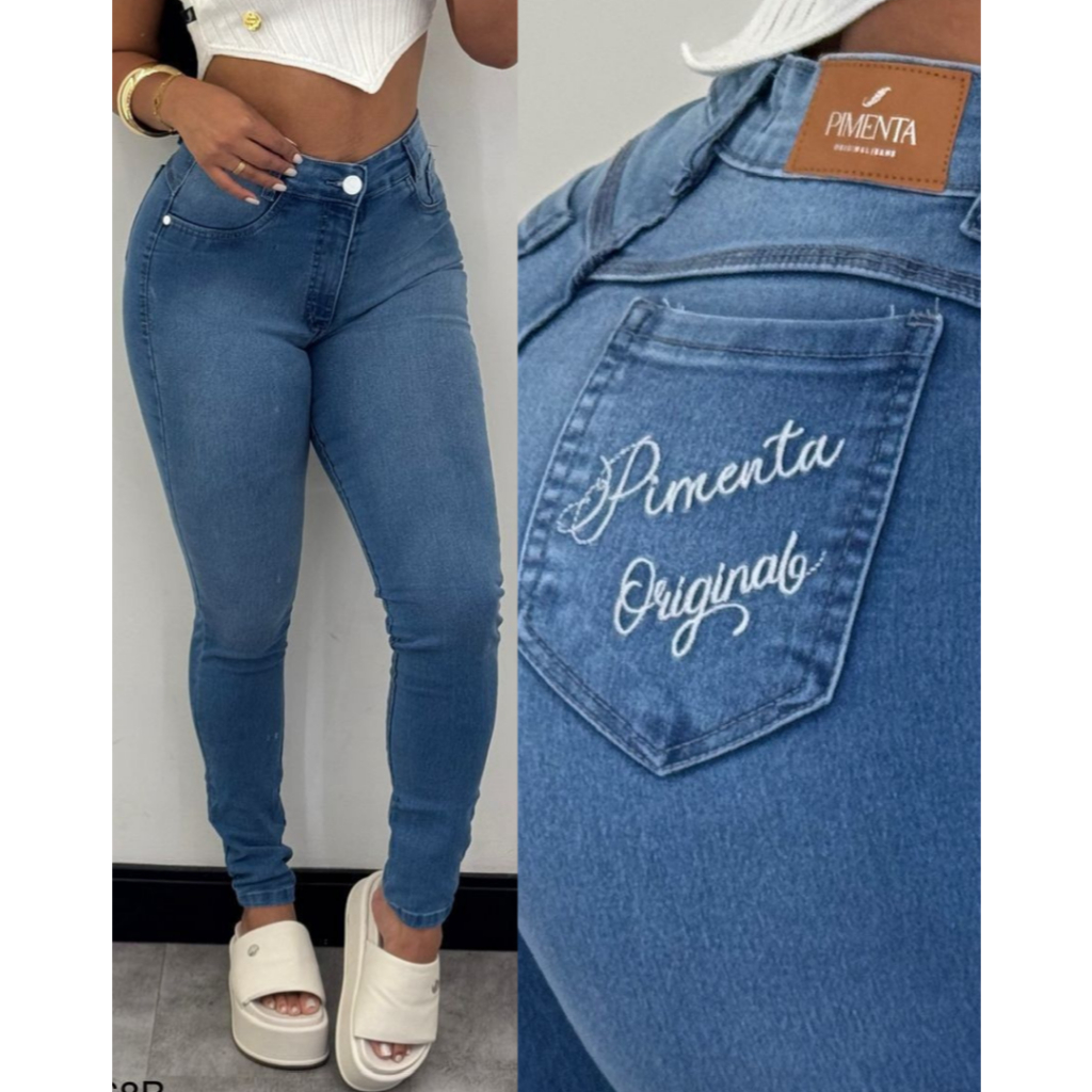 Calça Jeans Feminina Sal e Pimenta Pimenta Original com Lycra Cintura ...