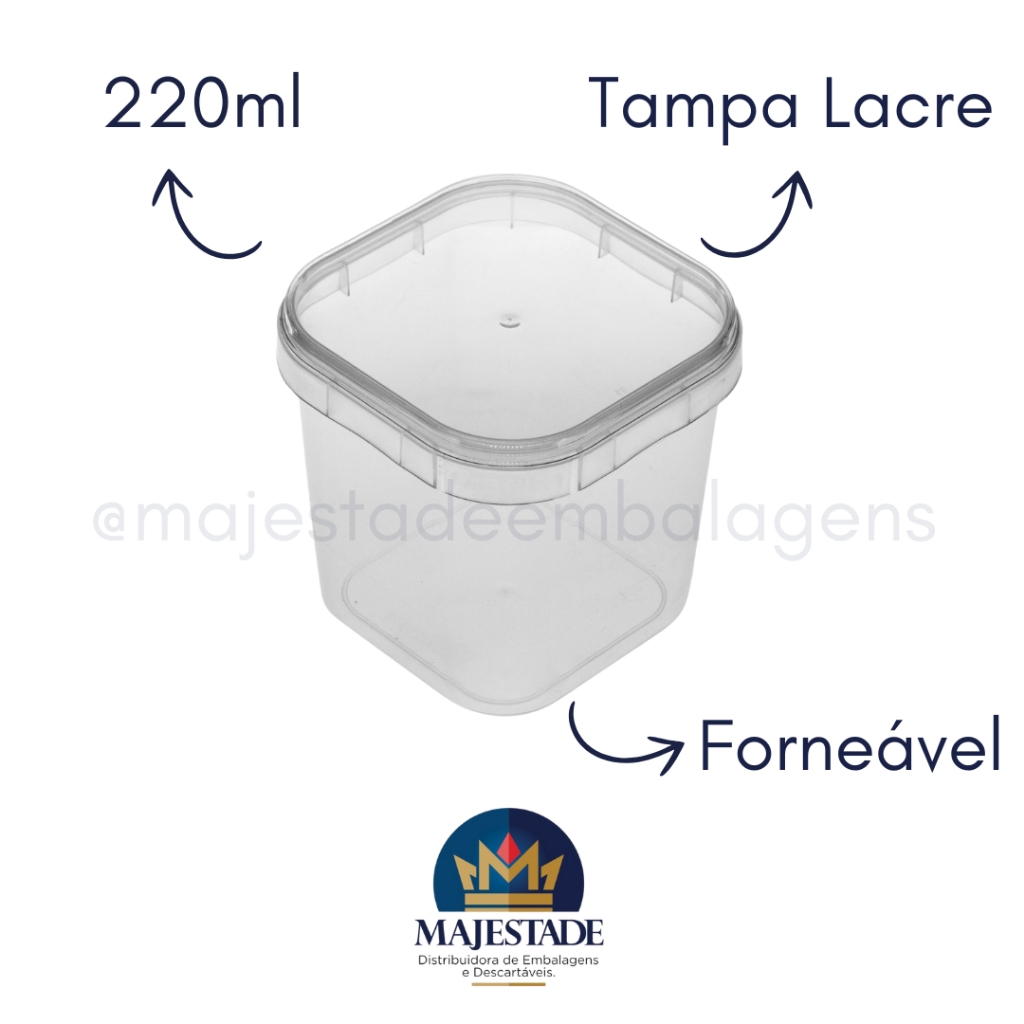 Pote Quadrado 220ml c/ Tampa Lacre - Plastilânia - Bolo de Pote - 100 ...