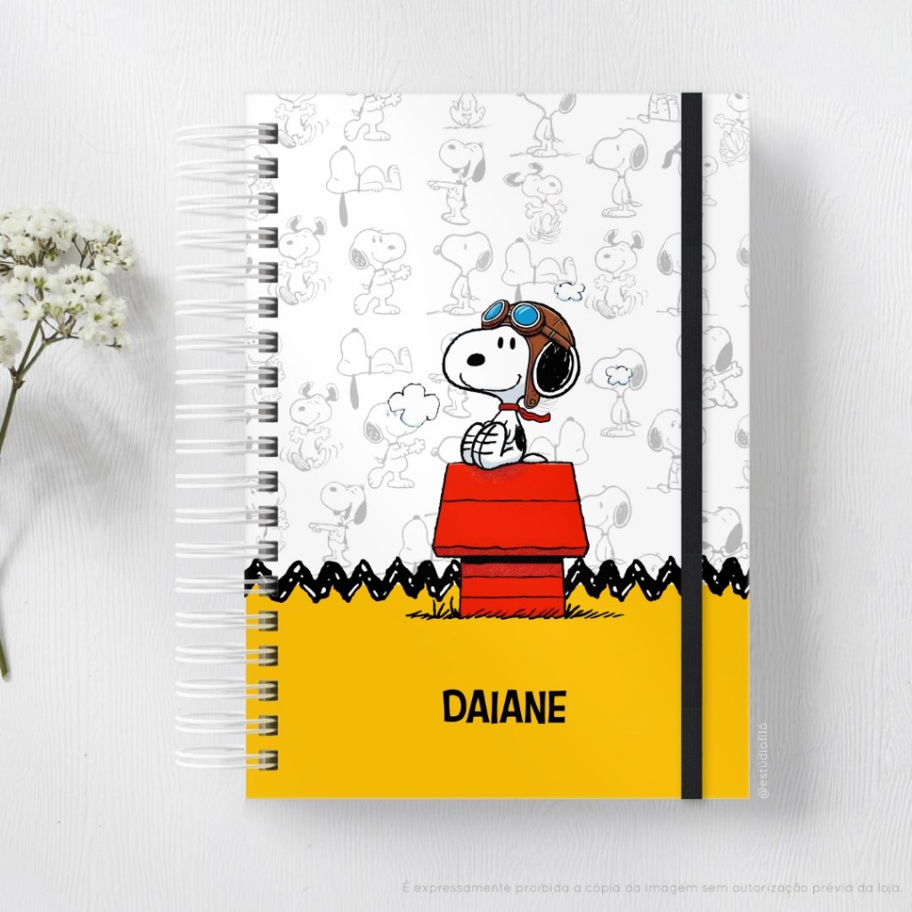 Caderno personalizado snoopy com nome na capa - 90fls | Shopee Brasil