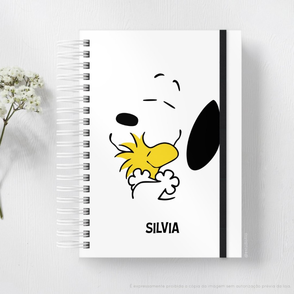 Caderno personalizado snoopy com nome na capa - 90fls | Shopee Brasil